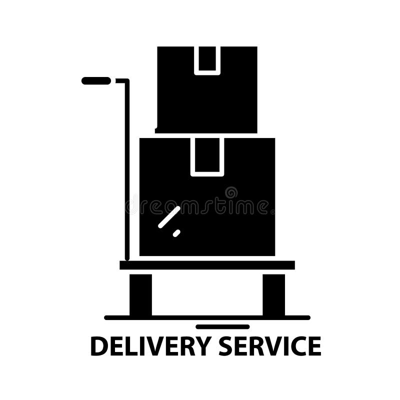 Delivery Service Icon, Black Vector Sign with Editable Strokes, Concept ...