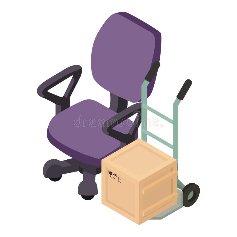 Delivery Service Icon Isometric Vector. Office Chair and Cargo Trolley ...