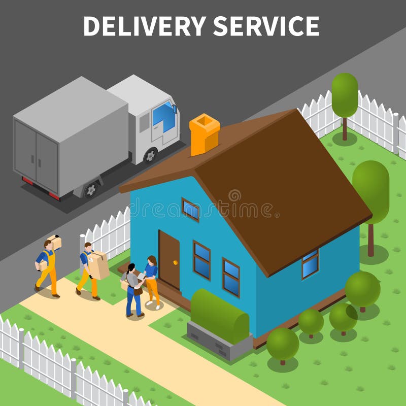 Delivery Service Isometric Background Stock Vector - Illustration of ...