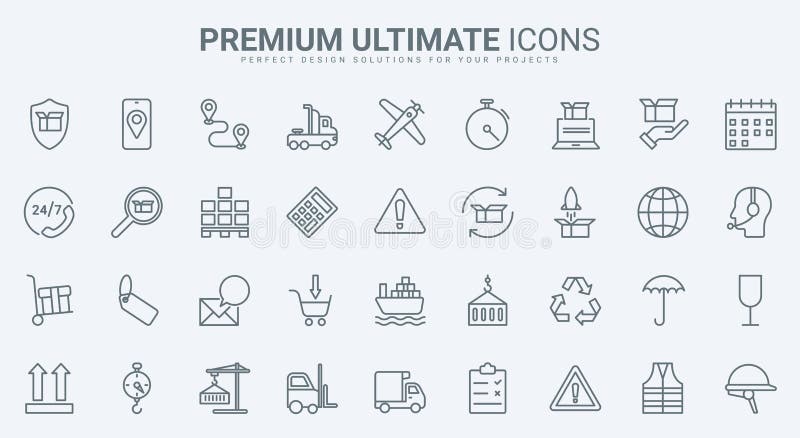 Delivery Service, Logistics, Storage and Shipment Thin Line Icons Set ...