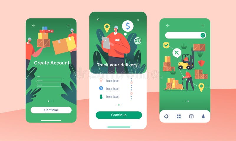 Delivery Service Mobile App Page Onboard Screen Template. Warehouse ...