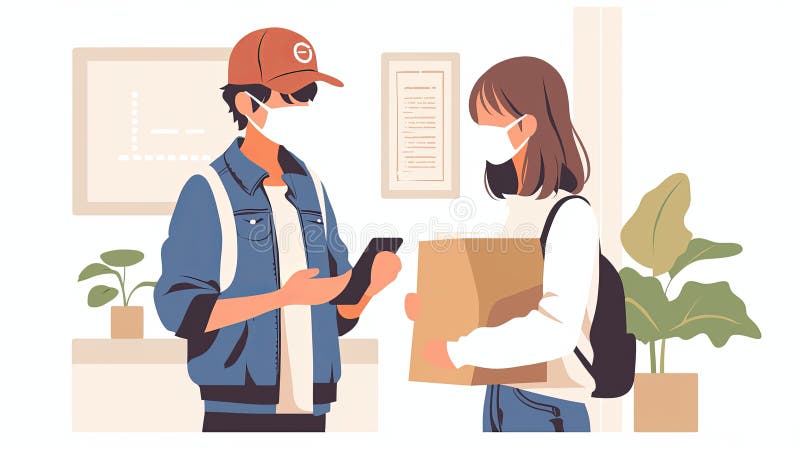 Delivery Service Professional Interacting with Customer during Package ...