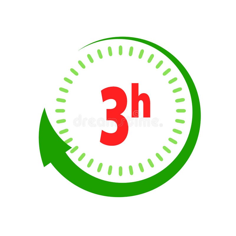 Delivery Service Time Icon Clock Arrow 3 Hours for Design, Stock Vector ...