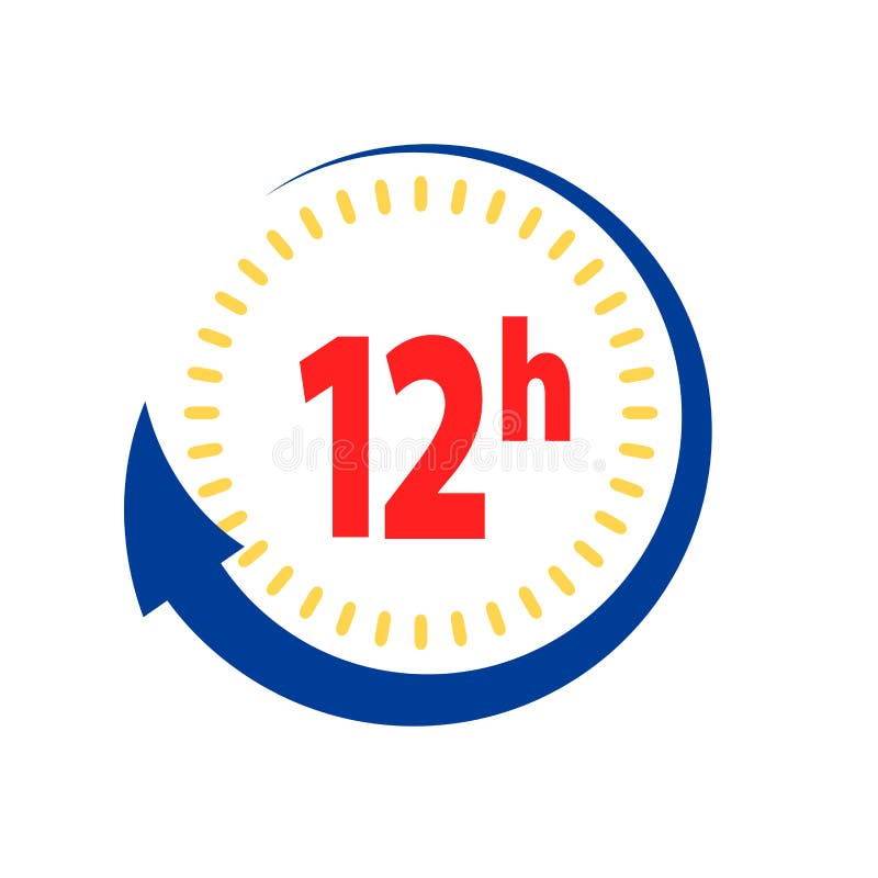 Delivery Service Time Icon Clock Arrow 12 Hours for Design, Stock ...