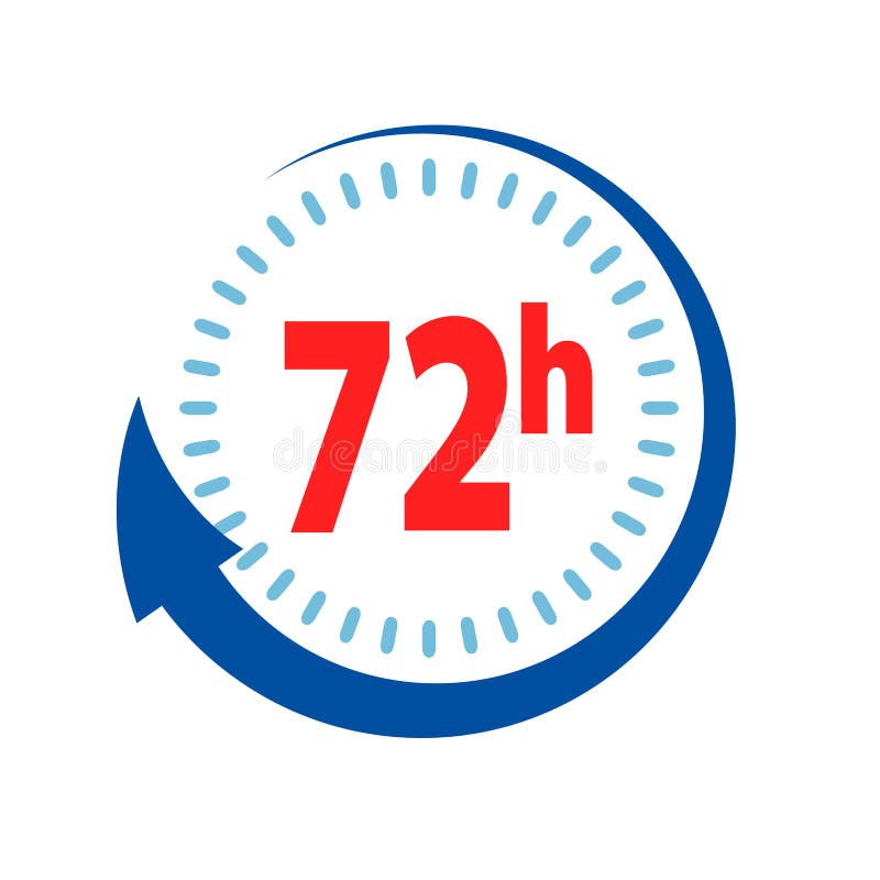Delivery Service Time Icon Clock Arrow 72 Hours for Design, Stock ...