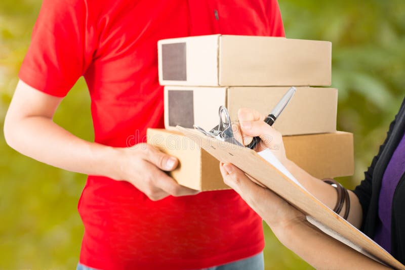 Delivery Service To Customer Stock Photo - Image of caucasian, service ...
