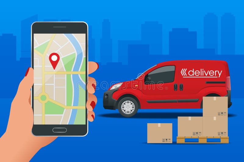 Delivery Service Via Modern Technology. Tracking System. Mobile App ...