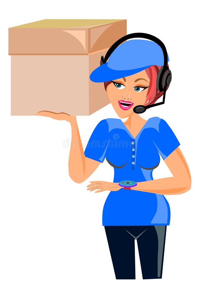 Delivery Woman in Blue Uniform Stock Vector - Illustration of blue ...