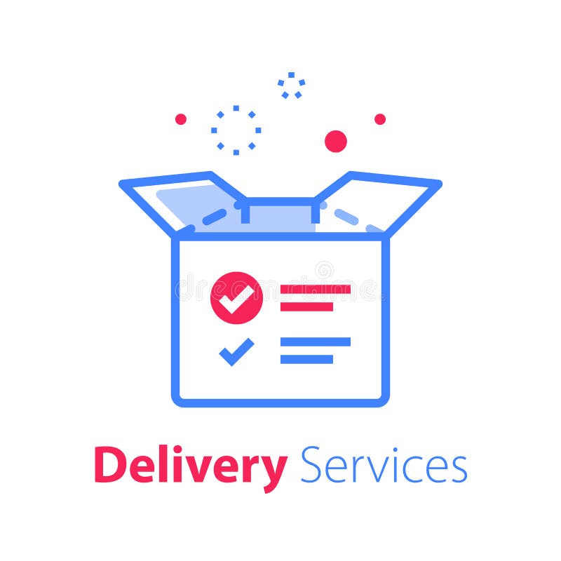 Delivery Services, Open Box and Check Mark, Shipment Concept Stock ...