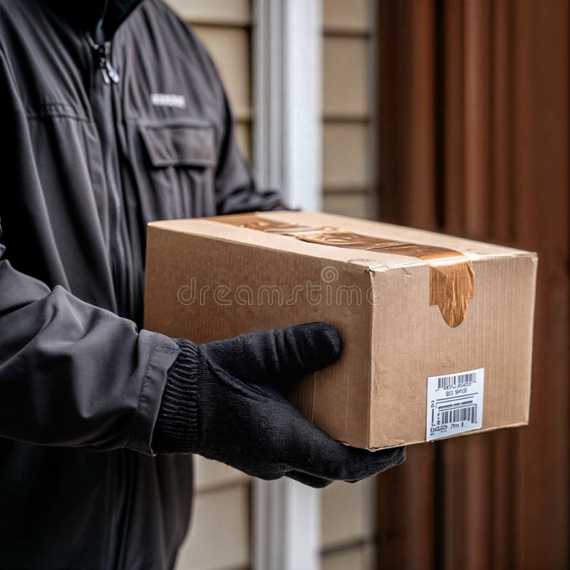 Delivery Services. Person with Package in Hands To Make a Delivery ...