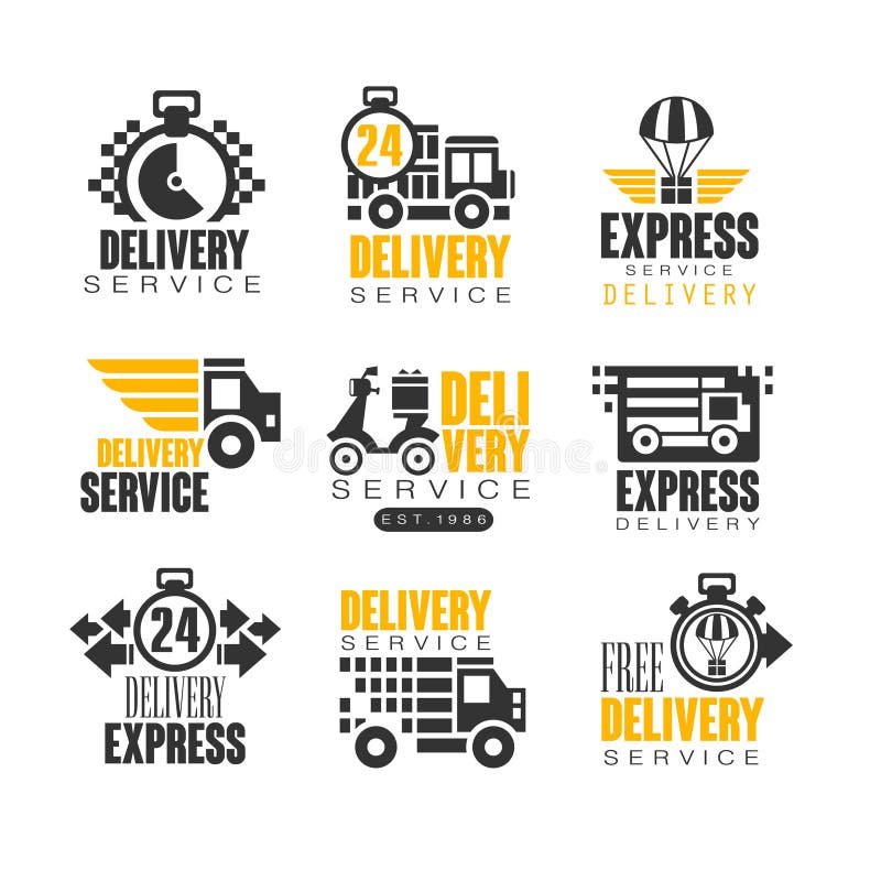 Delivery Set for Label Design. Express Delivery Service Vector ...