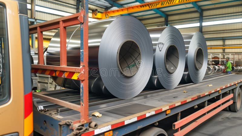 Delivery of Sheet Metal Coils at Factory Loading Dock Stock ...