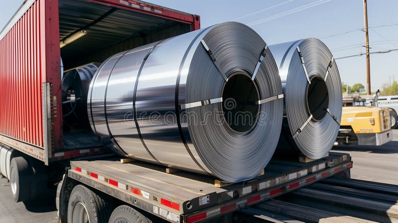 Delivery of Sheet Metal Coils at Factory Loading Dock Stock ...