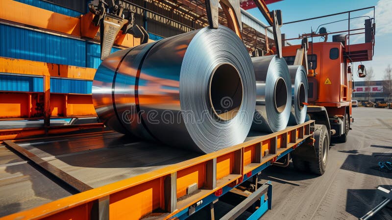Delivery of Sheet Metal Coils at Factory Loading Dock Stock ...