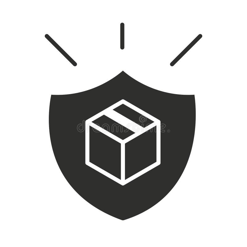 Cardboard Box Shield Delivery Icon Thick Line Stock Vector ...