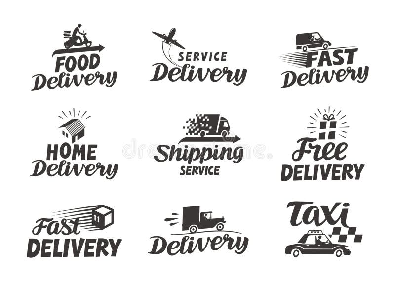 Shipping, Transportation Logo or Label. Cargo Transport, Delivery Set ...