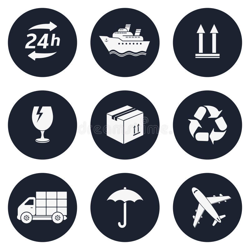 Delivery, Shipping, Transportation Round Icons Stock Vector ...