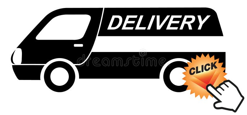Delivery Sign Banner and Click Finger. Vector Design. Stock Vector ...