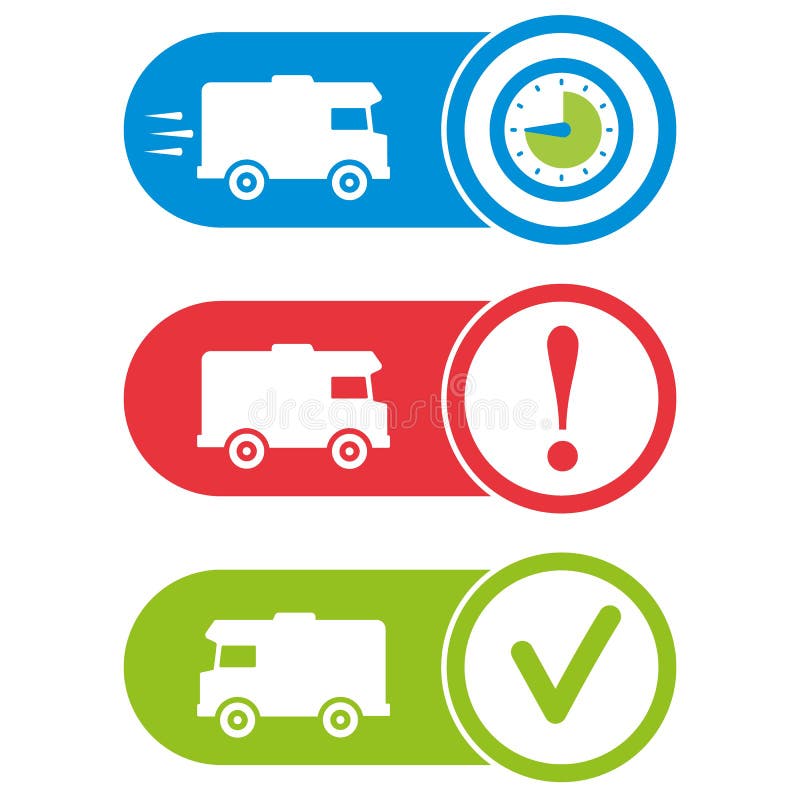 Delivery Status Icons. Delivering, Problem Indicator, Delivered ...