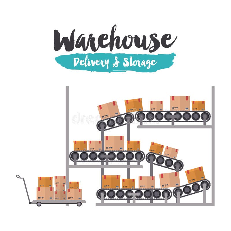 Delivery and Storage Warehouse Design Stock Vector - Illustration of ...