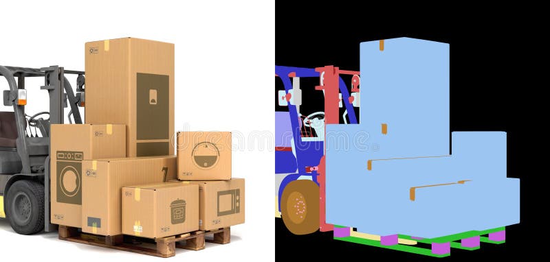 Delivery from the Store Concept the Loader Loads Boxes with Equipment ...