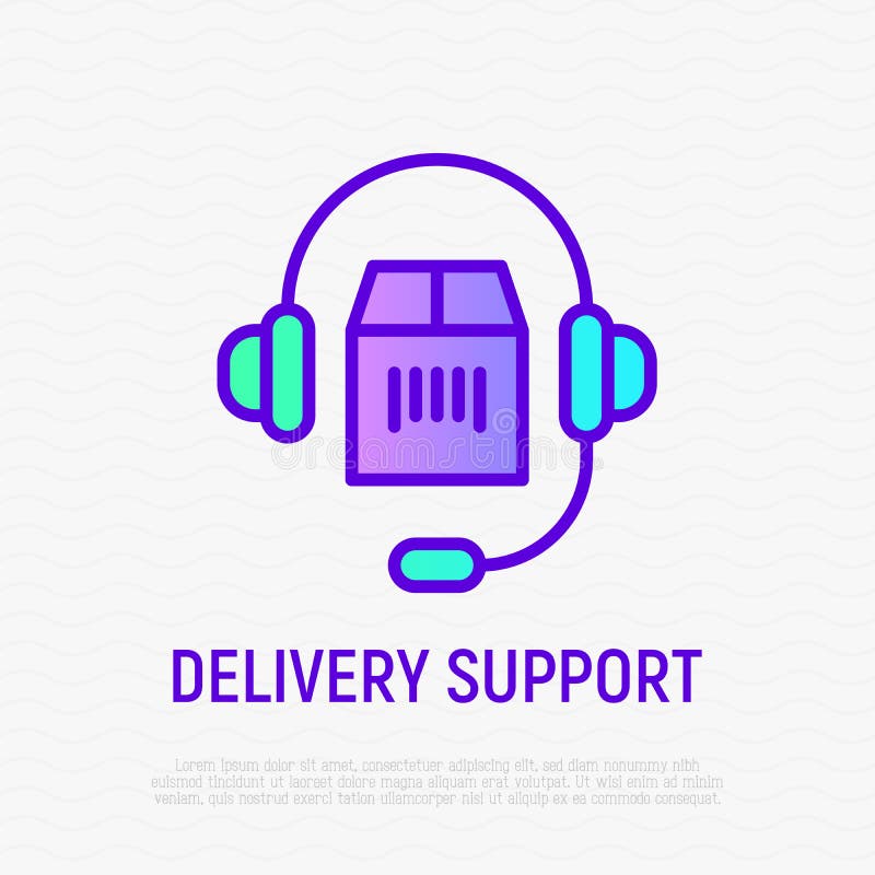 Delivery Support Thin Line Icon: Headset with Package. Modern Vector ...