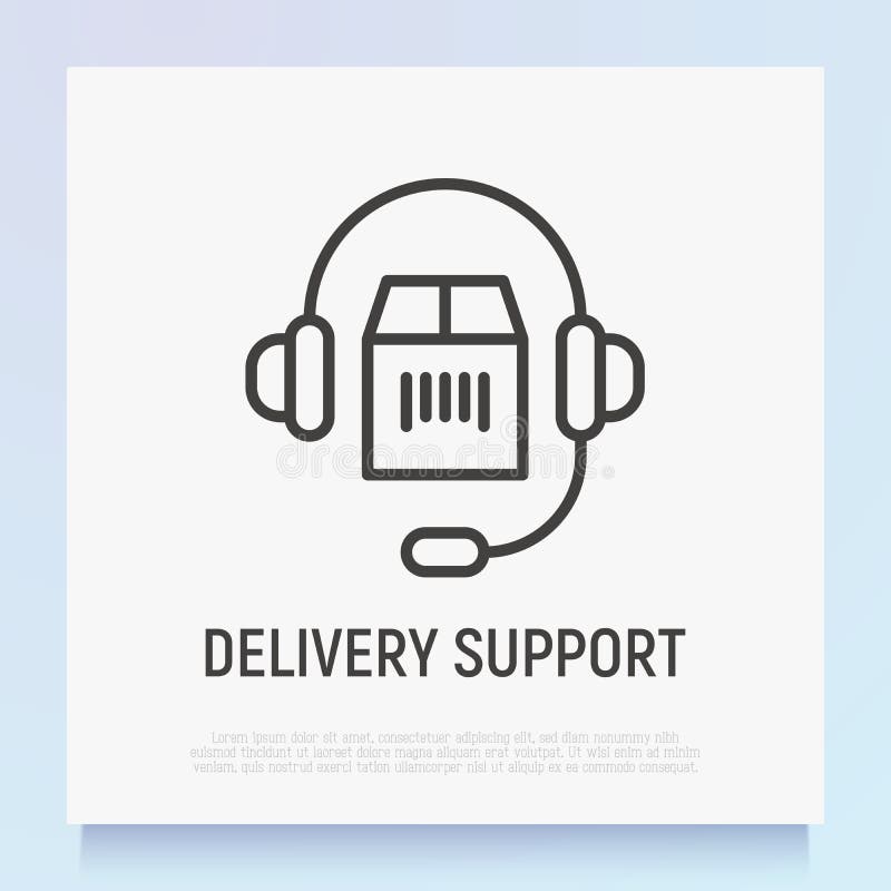 Delivery Support Thin Line Icon: Headset with Package. Modern Vector ...