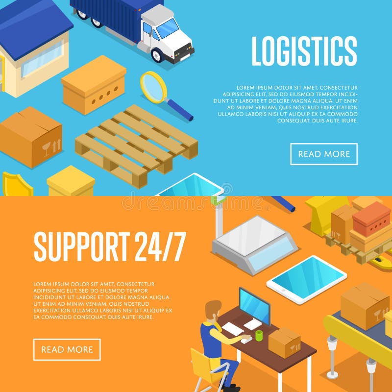 24/7 Delivery Support and Warehouse Logistics Set Stock Vector ...