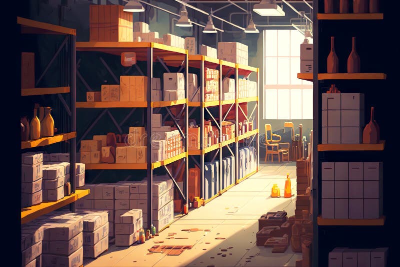 Delivery System of Goods in Warehouse Boxes Stock Illustration ...