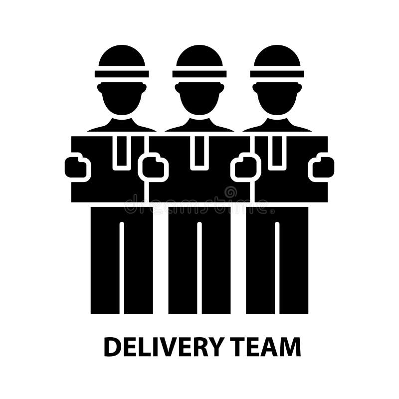 Delivery Team Icon, Black Vector Sign with Editable Strokes, Concept ...