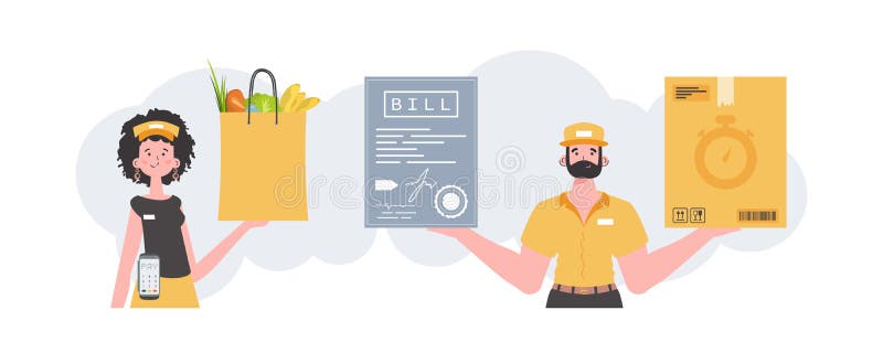 Delivery Team. Ready Made Poster on the Theme of Delivery. Trendy Flat ...