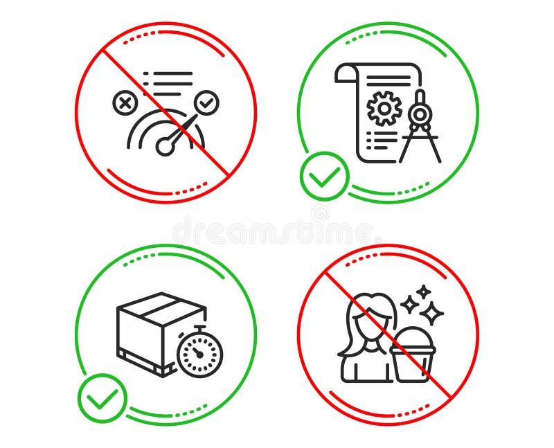 Delivery Timer, Correct Answer and Divider Document Icons Set. Cleaning ...