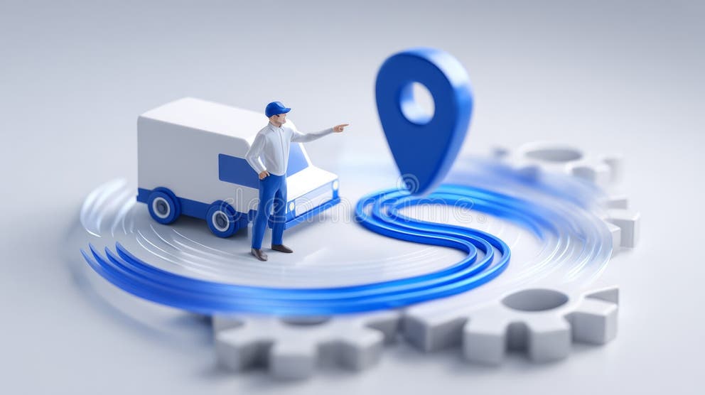 Delivery Tracking App with Van and Map Stock Photo - Image of interface ...