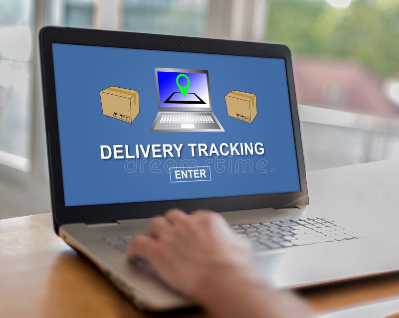 Delivery Tracking Concept on a Laptop Stock Image - Image of internet ...