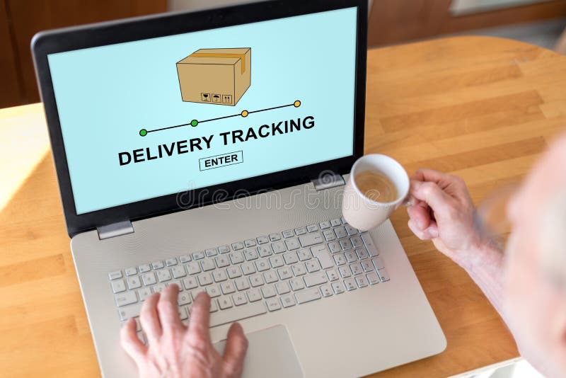 Delivery Tracking Concept on a Laptop Stock Illustration - Illustration ...