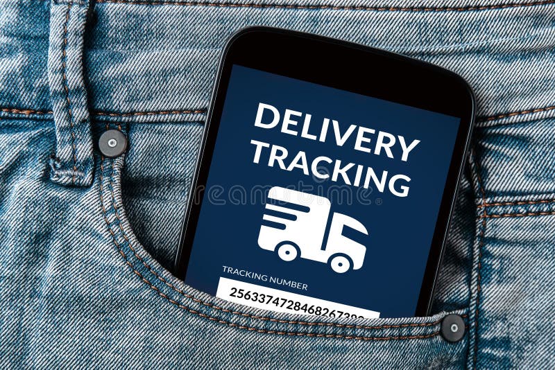 Delivery Tracking Concept on Tablet Screen with Office Objects Stock ...
