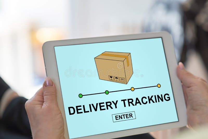 Delivery Tracking Concept on a Tablet Stock Photo - Image of tracking ...