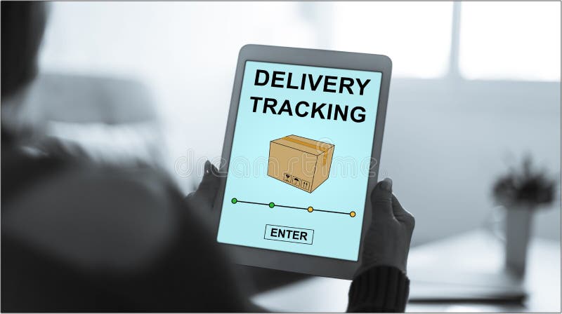 Delivery Tracking Concept on a Tablet Stock Photo - Image of track ...