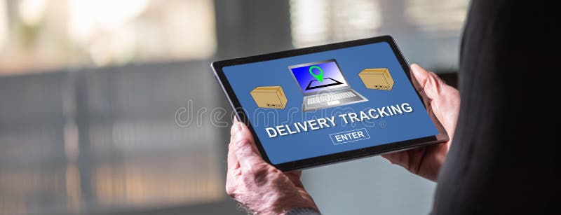 Delivery Tracking Concept on a Tablet Stock Photo - Image of tablet ...