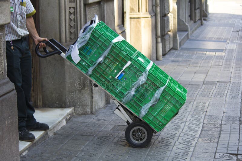 Delivery trolley stock image. Image of outdoors, building - 33165033