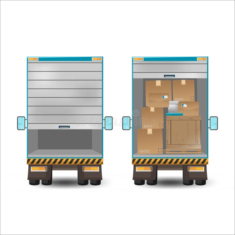 Delivery Truck Back View Transport Vector Stock Vector - Illustration ...