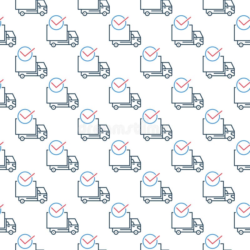 Delivery Truck with Check Mark Vector Concept Line Seamless Pattern ...