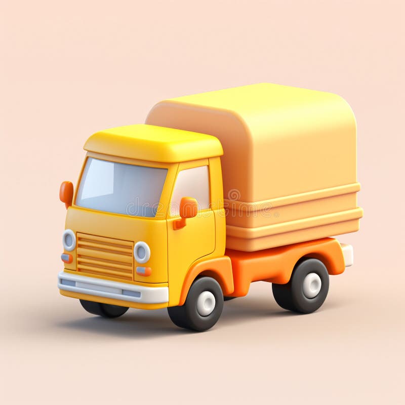 Cute Colorful Delivery Truck, Charming 3D Illustration, Simple Adorable ...