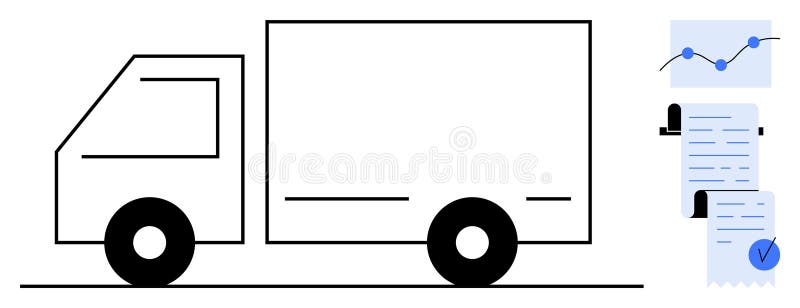 Delivery Truck with Graph and Documents Symbolizing Logistics and ...