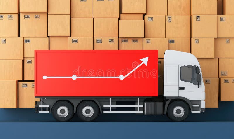 A Delivery Truck with a Graphic Arrow Representing Growth, Parked ...