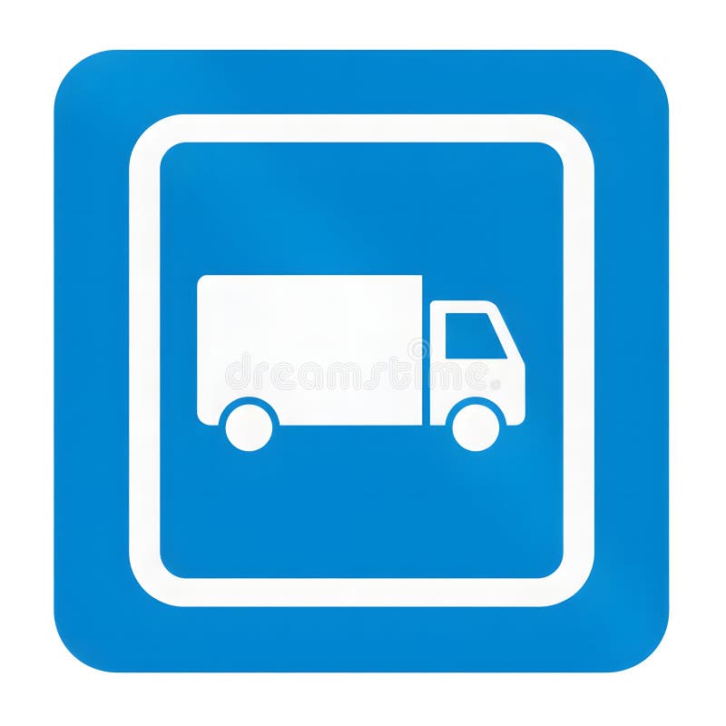 Delivery Truck Icon in Blue Square with Rounded Corners Stock ...