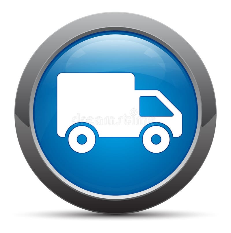 Delivery Truck Icon Gold Round Button Golden Coin Shiny Frame Luxury ...