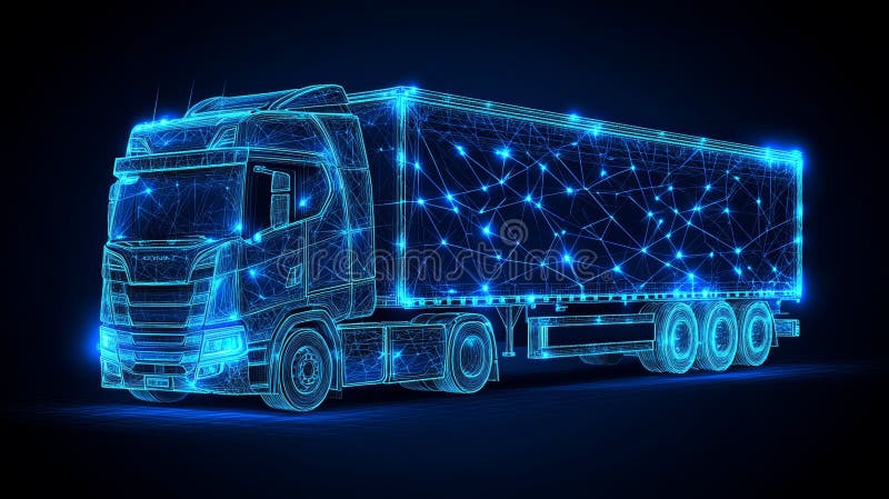 Delivery Truck Low Poly Design on Dark Blue Background. Transportation ...