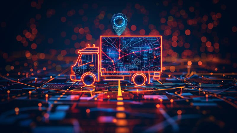 Delivery Truck with Map Pointer. Image of a GPS Map with a Delivery ...