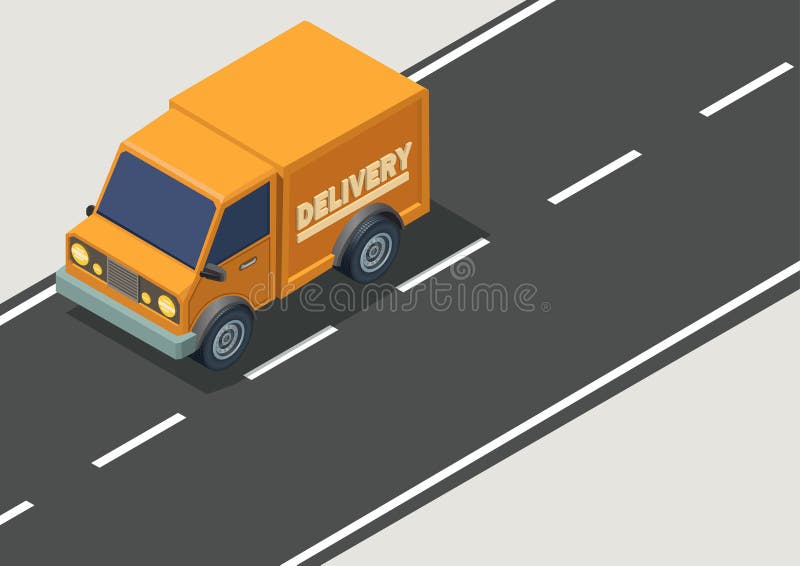 Delivery truck on the way stock vector. Illustration of truck - 324679202